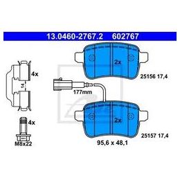 ATE Bremsensatz, Scheibenbremse sg00000dqo Hinterachse Voll 264mm 10mm f&uuml;r FIAT JEEP