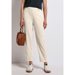 Chinohose Street One, Damen, Gr. 40, L&auml;nge 28, wei&szlig; (silkstone wei&szlig;), Web, Obermaterial: 49% Polyester, 44% Viskose, 4% Elasthan, 3% Polyamid, unifarben, lang, Hosen Chinohose, mit Knopfdetail