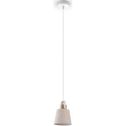 Paco Home Pendelleuchte "MARTA", wei&szlig; (wei&szlig; creme), &Oslash; 15cm H: 21cm, Leuchten, Wohnzimmer Esszimmer Industrial Design E27 Stoffschirm 1,5m Kabel, Pendelleuchte