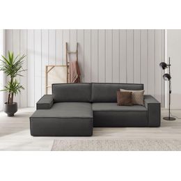 Ecksofa Home Affaire "SHERWOOD L-Form, 267 cm - OTTO. Verl&auml;ssliche Qualit&auml;t.", grau (anthrazit), B:267cm H:85cm T:167cm, 100% Polyester, Sofas, Ecksofa, Schlaffunktion mit Bettkasten (210x136 cm), Cord, Vintage, Samtvelours
