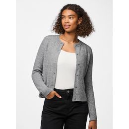 Strickjacke Pieces "PCMALOU LS KNIT CARDIGAN NOOS BC", Damen, Gr. XS, grau (medium grau melange), Strick, Obermaterial: 65% Polyester, 17% Polyacryl, 10% Nylon, 5% Wolle, 3% Elasthan, unifarben, slim fit taillenbedeckt, Rundhals, Strickjacken Strickjacke, Materialmix, slim fit