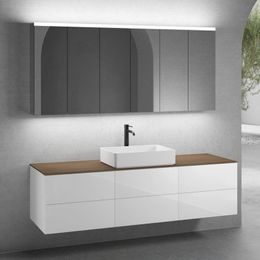 neoro n50 M&ouml;belanlage B: 180 cm mit 6 Ausz&uuml;gen, Waschtisch B: 58 cm wei&szlig; matt, mit Spiegelschrank f&uuml;r die Schweiz,,