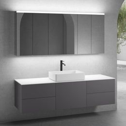 neoro n50 M&ouml;belanlage B: 180 cm mit 5 Ausz&uuml;gen, Waschtisch B: 58 cm wei&szlig; matt, mit Spiegelschrank f&uuml;r die Schweiz,,