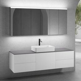 neoro n50 M&ouml;belanlage B: 180 cm mit 5 Ausz&uuml;gen, Waschtisch B: 58 cm wei&szlig; matt, mit Spiegelschrank f&uuml;r die Schweiz,,