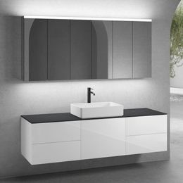 neoro n50 M&ouml;belanlage B: 180 cm mit 5 Ausz&uuml;gen, Waschtisch B: 58 cm wei&szlig; matt, mit Spiegelschrank f&uuml;r die Schweiz,,