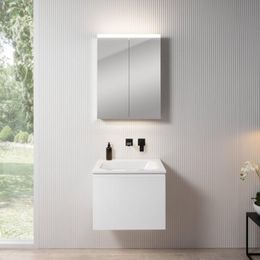 rivea Dia Unterschrank B: 61 cm mit 1 Auszug, Waschtisch ohne Hahnloch wei&szlig;, mit n50 Spiegelschrank f&uuml;r die Schweiz,, BR0036WM+BR0053WH+BN0485MI,