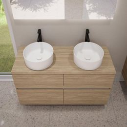 evineo ineo5 evo Unterschrank B: 120 cm mit 4 Ausz&uuml;gen, 2 ineo7 Waschtische &Oslash; 36 cm wei&szlig; matt,, BE0960OA+BE0965OA+2#BE0942WM,