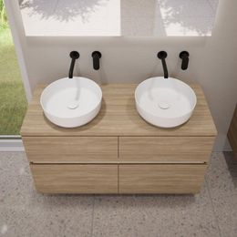 evineo ineo5 evo Unterschrank B: 120 cm mit 4 Ausz&uuml;gen, 2 ineo6 Waschtische &Oslash; 39 cm wei&szlig; matt,, BE0960OA+BE0965OA+2#BE0935WM,