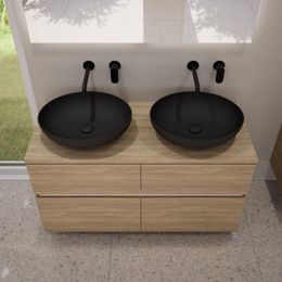 evineo ineo5 evo Unterschrank B: 120 cm mit 4 Ausz&uuml;gen, 2 ineo6 Waschtische B: 52 cm schwarz matt,, BE0960OA+BE0965OA+2#BE0932BM,