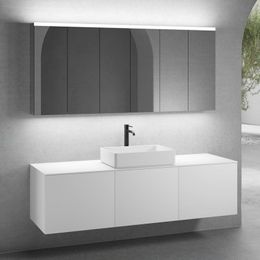 neoro n50 M&ouml;belanlage B: 180 cm mit 3 Ausz&uuml;gen, Waschtisch B: 58 cm wei&szlig; matt, mit Spiegelschrank f&uuml;r die Schweiz,,