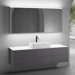 neoro n50 M&ouml;belanlage B: 180 cm mit 6 Ausz&uuml;gen, Waschtisch B: 58 cm wei&szlig; matt, mit Spiegelschrank f&uuml;r die Schweiz,,