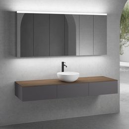 neoro n50 M&ouml;belanlage B: 180 cm mit 3 Ausz&uuml;gen, Waschtisch &Oslash; 40 cm wei&szlig; matt, mit Spiegelschrank f&uuml;r die Schweiz,,