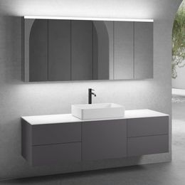 neoro n50 M&ouml;belanlage B: 180 cm mit 5 Ausz&uuml;gen, Waschtisch B: 58 cm wei&szlig; matt, mit Spiegelschrank f&uuml;r die Schweiz,,