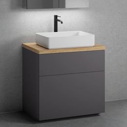 neoro n50 Unterschrank B: 80 cm mit 2 Ausz&uuml;gen, Waschtisch B: 58 cm wei&szlig; matt,, BN0065WM+BN0442GR+BN0402W1,