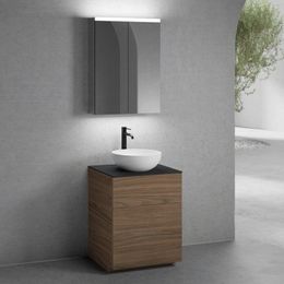 neoro n50 Unterschrank B: 60 cm mit 2 Ausz&uuml;gen, Waschtisch &Oslash; 45 cm wei&szlig; matt, mit Spiegelschrank f&uuml;r die Schweiz,,