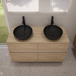 evineo ineo5 evo Unterschrank B: 120 cm mit 4 Ausz&uuml;gen, 2 ineo3 Waschtische &Oslash; 37 cm schwarz matt,, BE0960OA+BE0965OA+2#BE0931BM,