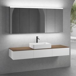neoro n50 M&ouml;belanlage B: 180 cm mit 3 Ausz&uuml;gen, Waschtisch B: 58 cm wei&szlig; matt, mit Spiegelschrank f&uuml;r die Schweiz,,
