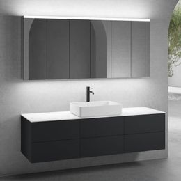 neoro n50 M&ouml;belanlage B: 180 cm mit 6 Ausz&uuml;gen, Waschtisch B: 58 cm wei&szlig; matt, mit Spiegelschrank f&uuml;r die Schweiz,,