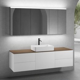 neoro n50 M&ouml;belanlage B: 180 cm mit 5 Ausz&uuml;gen, Waschtisch B: 58 cm wei&szlig; matt, mit Spiegelschrank f&uuml;r die Schweiz,,