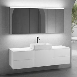 neoro n50 M&ouml;belanlage B: 180 cm mit 5 Ausz&uuml;gen, Waschtisch B: 58 cm wei&szlig; matt, mit Spiegelschrank f&uuml;r die Schweiz,,