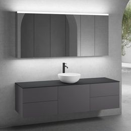 neoro n50 M&ouml;belanlage B: 180 cm mit 5 Ausz&uuml;gen, Waschtisch &Oslash; 40 cm wei&szlig; matt, mit Spiegelschrank f&uuml;r die Schweiz,,