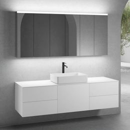 neoro n50 M&ouml;belanlage B: 180 cm mit 5 Ausz&uuml;gen, Waschtisch B: 58 cm wei&szlig; matt, mit Spiegelschrank f&uuml;r die Schweiz,,