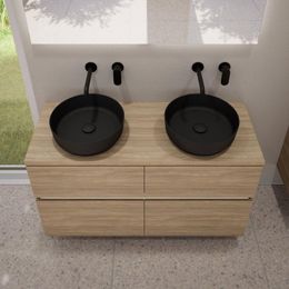 evineo ineo5 evo Unterschrank B: 120 cm mit 4 Ausz&uuml;gen, 2 ineo6 Waschtische &Oslash; 39 cm schwarz matt,, BE0960OA+BE0965OA+2#BE0935BM,