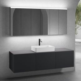 neoro n50 M&ouml;belanlage B: 180 cm mit 3 Ausz&uuml;gen, Waschtisch B: 58 cm wei&szlig; matt, mit Spiegelschrank f&uuml;r die Schweiz,,