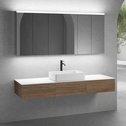 neoro n50 M&ouml;belanlage B: 180 cm mit 3 Ausz&uuml;gen, Waschtisch B: 58 cm wei&szlig; matt, mit Spiegelschrank f&uuml;r die Schweiz,,