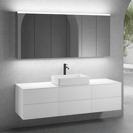 neoro n50 M&ouml;belanlage B: 180 cm mit 6 Ausz&uuml;gen, Waschtisch B: 58 cm wei&szlig; matt, mit Spiegelschrank f&uuml;r die Schweiz,,