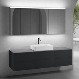 neoro n50 M&ouml;belanlage B: 180 cm mit 6 Ausz&uuml;gen, Waschtisch B: 58 cm wei&szlig; matt, mit Spiegelschrank f&uuml;r die Schweiz,,
