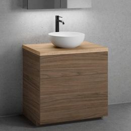 neoro n50 Unterschrank B: 80 cm mit 2 Ausz&uuml;gen, Waschtisch &Oslash; 45 cm wei&szlig; matt,, BN0106WM+BN0442WL+BN0402W1,