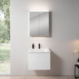 rivea Dia Unterschrank B: 61 cm mit 1 Auszug, Waschtisch mit 1 Hahnloch wei&szlig;, mit n50 Spiegelschrank f&uuml;r die Schweiz,, BR0036WM+BR0048WH+BN0485MI,