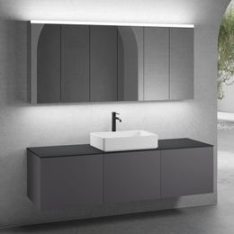 neoro n50 M&ouml;belanlage B: 180 cm mit 3 Ausz&uuml;gen, Waschtisch B: 58 cm wei&szlig; matt, mit Spiegelschrank f&uuml;r die Schweiz,,