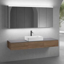 neoro n50 M&ouml;belanlage B: 180 cm mit 3 Ausz&uuml;gen, Waschtisch B: 58 cm wei&szlig; matt, mit Spiegelschrank f&uuml;r die Schweiz,,