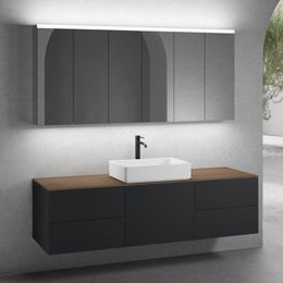 neoro n50 M&ouml;belanlage B: 180 cm mit 5 Ausz&uuml;gen, Waschtisch B: 58 cm wei&szlig; matt, mit Spiegelschrank f&uuml;r die Schweiz,,