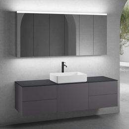 neoro n50 M&ouml;belanlage B: 180 cm mit 5 Ausz&uuml;gen, Waschtisch B: 58 cm wei&szlig; matt, mit Spiegelschrank f&uuml;r die Schweiz,,