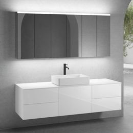 neoro n50 M&ouml;belanlage B: 180 cm mit 5 Ausz&uuml;gen, Waschtisch B: 58 cm wei&szlig; matt, mit Spiegelschrank f&uuml;r die Schweiz,,