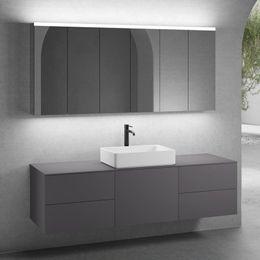 neoro n50 M&ouml;belanlage B: 180 cm mit 5 Ausz&uuml;gen, Waschtisch B: 58 cm wei&szlig; matt, mit Spiegelschrank f&uuml;r die Schweiz,,