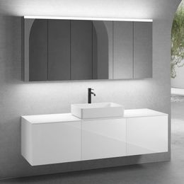 neoro n50 M&ouml;belanlage B: 180 cm mit 3 Ausz&uuml;gen, Waschtisch B: 58 cm wei&szlig; matt, mit Spiegelschrank f&uuml;r die Schweiz,,