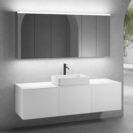 neoro n50 M&ouml;belanlage B: 180 cm mit 3 Ausz&uuml;gen, Waschtisch B: 58 cm wei&szlig; matt, mit Spiegelschrank f&uuml;r die Schweiz,,