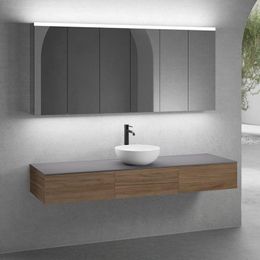 neoro n50 M&ouml;belanlage B: 180 cm mit 3 Ausz&uuml;gen, Waschtisch &Oslash; 45 cm wei&szlig; matt, mit Spiegelschrank f&uuml;r die Schweiz,,
