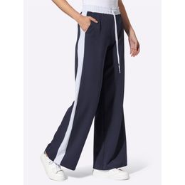 Schlupfhose Heine, Damen, Gr. 34, Normalgr&ouml;&szlig;en, marine, wei&szlig;, 75% Polyester, 21% Viskose, 4% Elasthan, gemustert, mehrfarbig, Hosen Schlupfhose