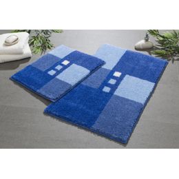 Badematte Grund "Merkur" Gr. 61, blau, H:20mm, Kunstfaser, Badematten, Badematte, mehrfarbig, auch als 2 teiliges & 3 teiliges Badematten Set erh&auml;ltlich