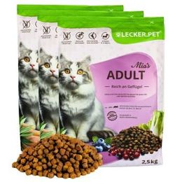 LYRA PET Lecker.Pet&reg; Mia's Adult Herzhaftes Gefl&uuml;gel Katzenfutter Trockenfutter Vollnahrung 7,5 kg