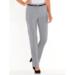 B&uuml;gelfaltenhose Classic Basics, Damen, Gr. 19, Kurzgr&ouml;&szlig;en, grau (grau, meliert), 100% Polyester, Lederimitat:100% Polyester, meliert, unifarben, lang, Hosen