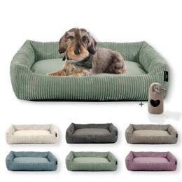 Rohrschneider Hundebett waschbar, robuster Breit-Cordstoff mit Gratis-Beigabe