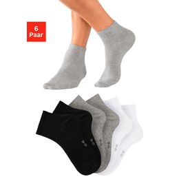Kurzsocken Bench., Herren, Gr. 39-42, schwarz-wei&szlig; (2x schwarz, 2x grau, meliert, 2x wei&szlig;), Baumwollmischung, unifarben, elastisch, Socken, mit eingestricktem Markenlogo im B&uuml;ndchen