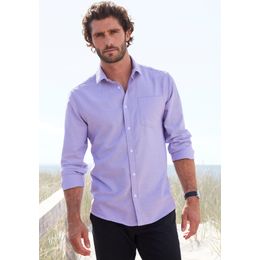 H.I.S. Langarmhemd H.I.S, Herren, Gr. S (37/38), N-Gr, lila, Web, Obermaterial: 100% Baumwolle, unifarben, regular fit, Rundhals, Manschette, Hemden, mit Kentkragen, Oxford-Qualit&auml;t aus reiner Baumwolle