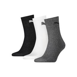 Sportsocken Puma "short crew", Damen, Gr. 47-49, schwarz-wei&szlig; (grau, schwarz, wei&szlig;), Baumwollmischung, Elasthan, Polyamid, Polyester, uni und meliert, elastisch, Socken Sportsocken, gepolsterte Frottee-Sohle, atmungsaktiv